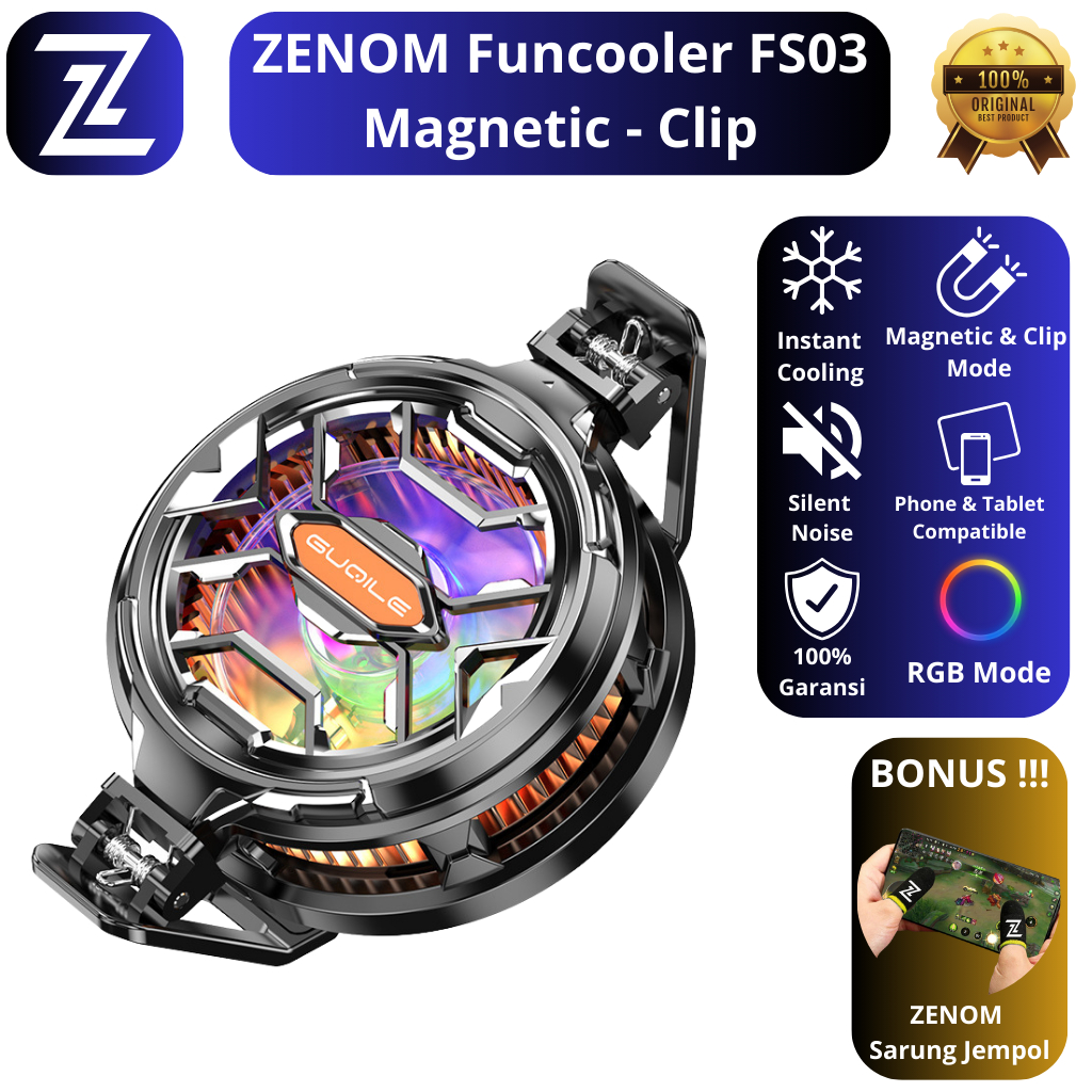 Jual ZENOM Funcooler FS03 Fan Cooler HP Pendingin HP Tablet Cooling Fan ...