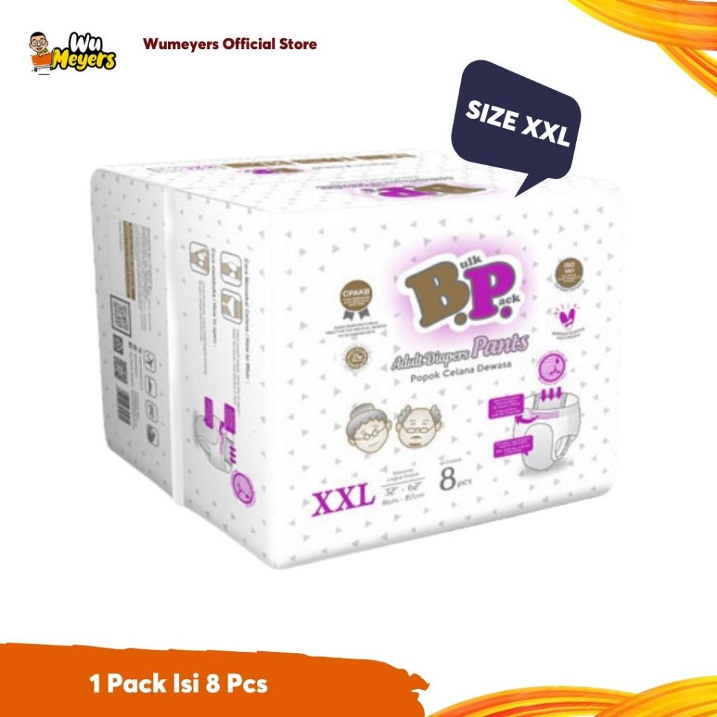 Jual BP Diapers Adult Pants - Popok Dewasa Model Celana Ukuran XXL Isi 8 pcs | Shopee Indonesia
