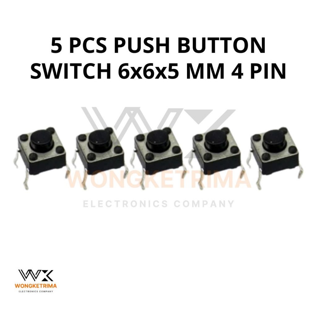 Jual PUSH BUTTON SWITCH 6x6x5 MM 4 PIN TACTILE SWITCH | Shopee Indonesia