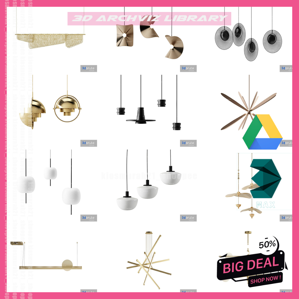 Jual Ceiling light Furniture Collection 84 3ds Max Model Asset Library | Shopee Indonesia