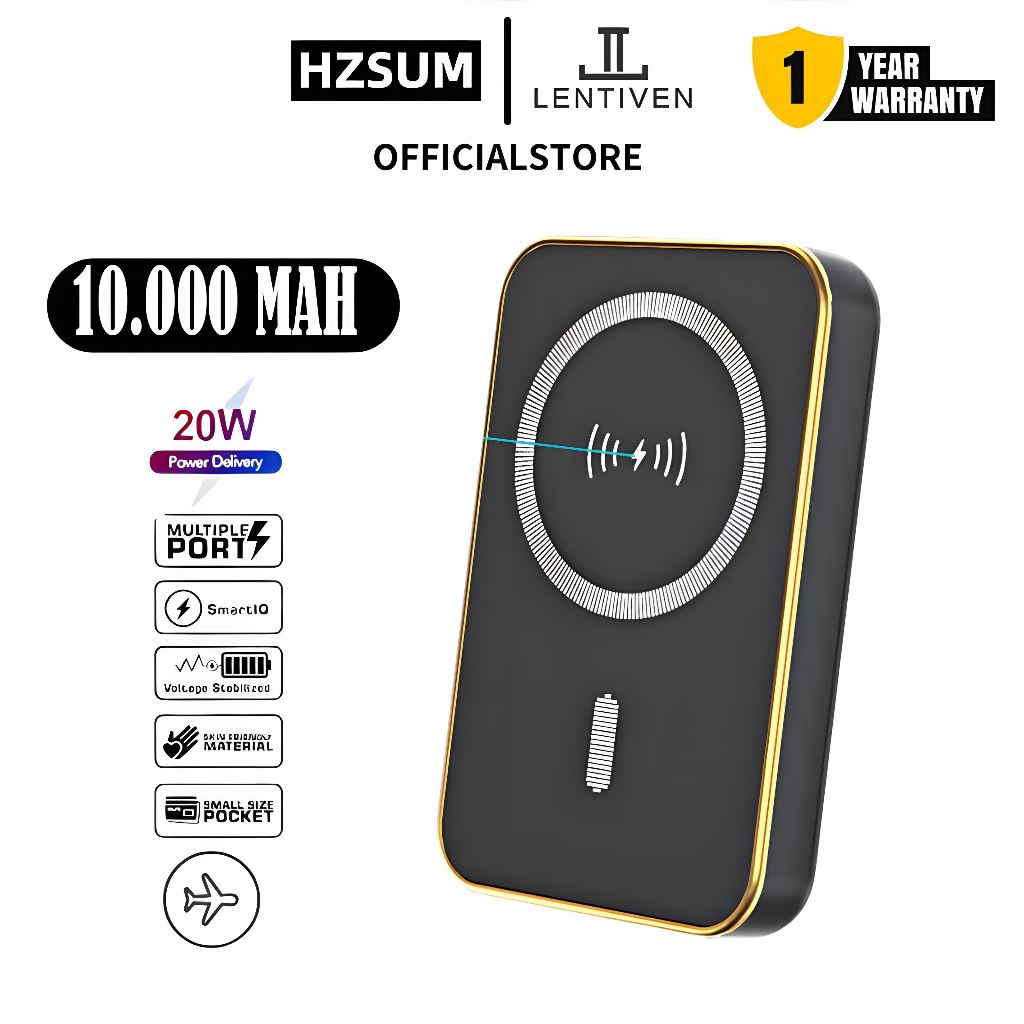 Jual HZSUM LENTIVEN Powerbank 10000Mah Mini Wireless Fast Charging ...