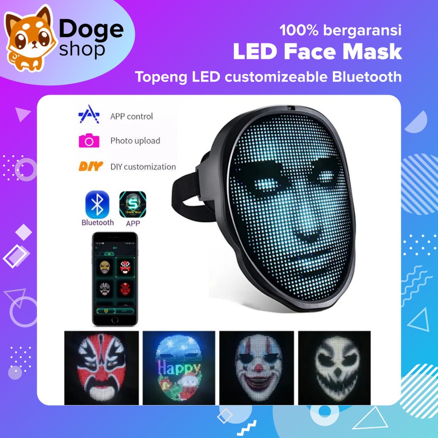 Jual LED Face Mask Custom DIY Programmable Cosplay Haloween Light App Boywithuke | Shopee Indonesia