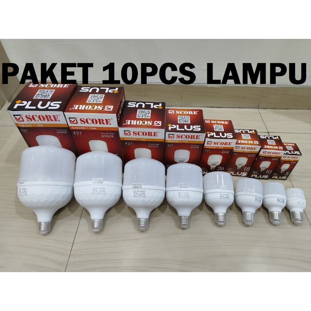 Jual Lampu LED Bohlam LED Garansi 1 Tahun SCORE Plus 5W 10W 18W 26W 35W 50W 55w 60w PAKET 10PCS ...