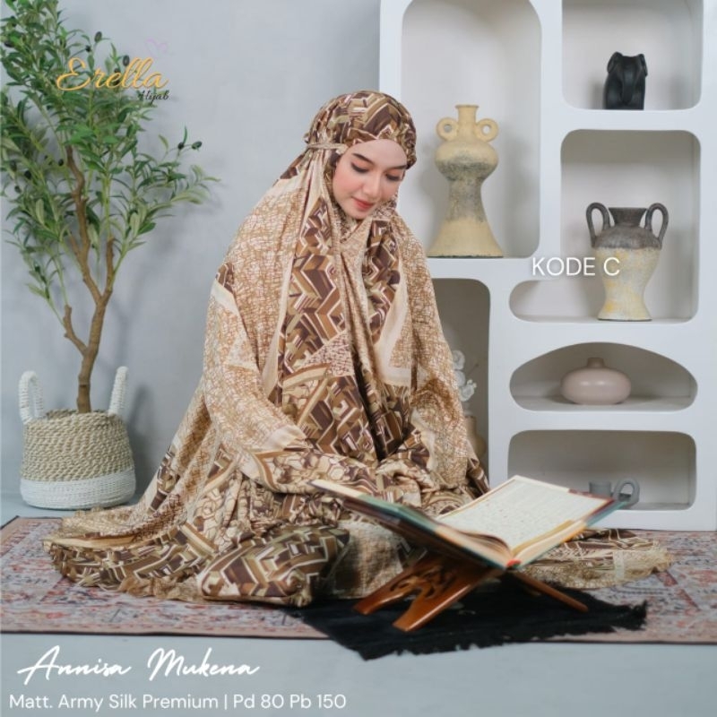 Jual Erella - An Nisa Adiba Hanna Mukena Army Silk Premium | Mukena ...