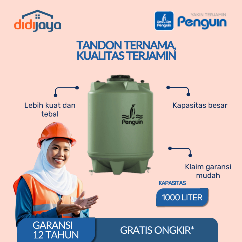 Jual Tandon Air Tanam Penguin 1100 Liter TQ 110 | Toren Air | Tangki ...