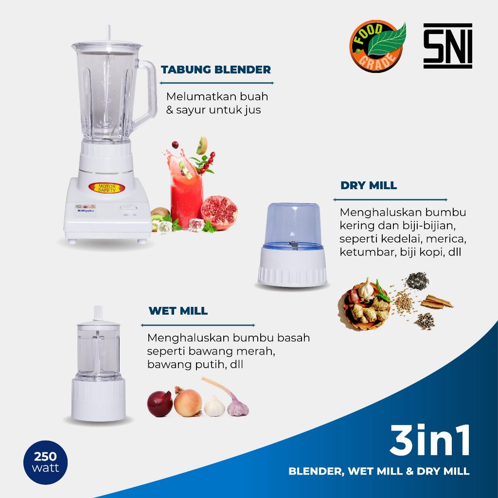 Jual Miyako Blender Plastik Bl-102 pl 3 in1 - Original | Shopee Indonesia