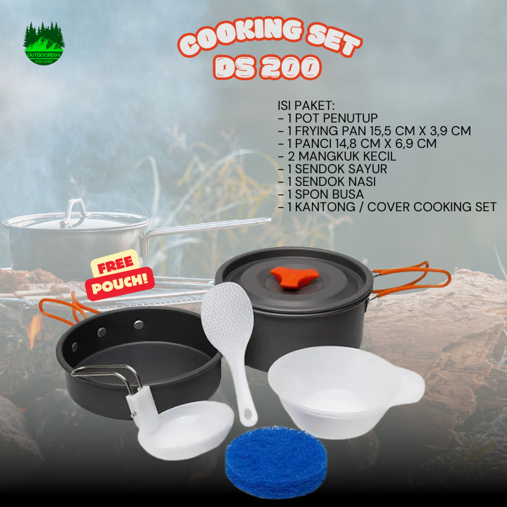 Jual COOKING SET OUTDOOR DS 200 ALAT MAKAN CAMPING NESTING DS 200 | Shopee Indonesia