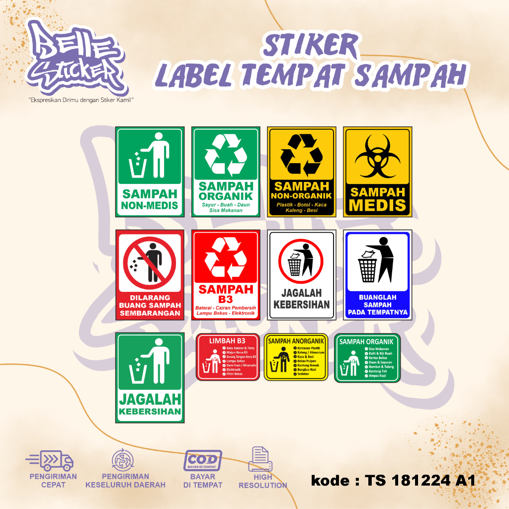 Jual Stiker Vinly Anti Air Jenis Sampah Infeksius Medis Jagalah ...