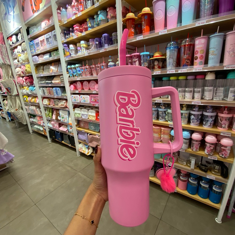 Jual Miniso Barbie Pink Collection Double Wall Steel Bottle with Straw ...