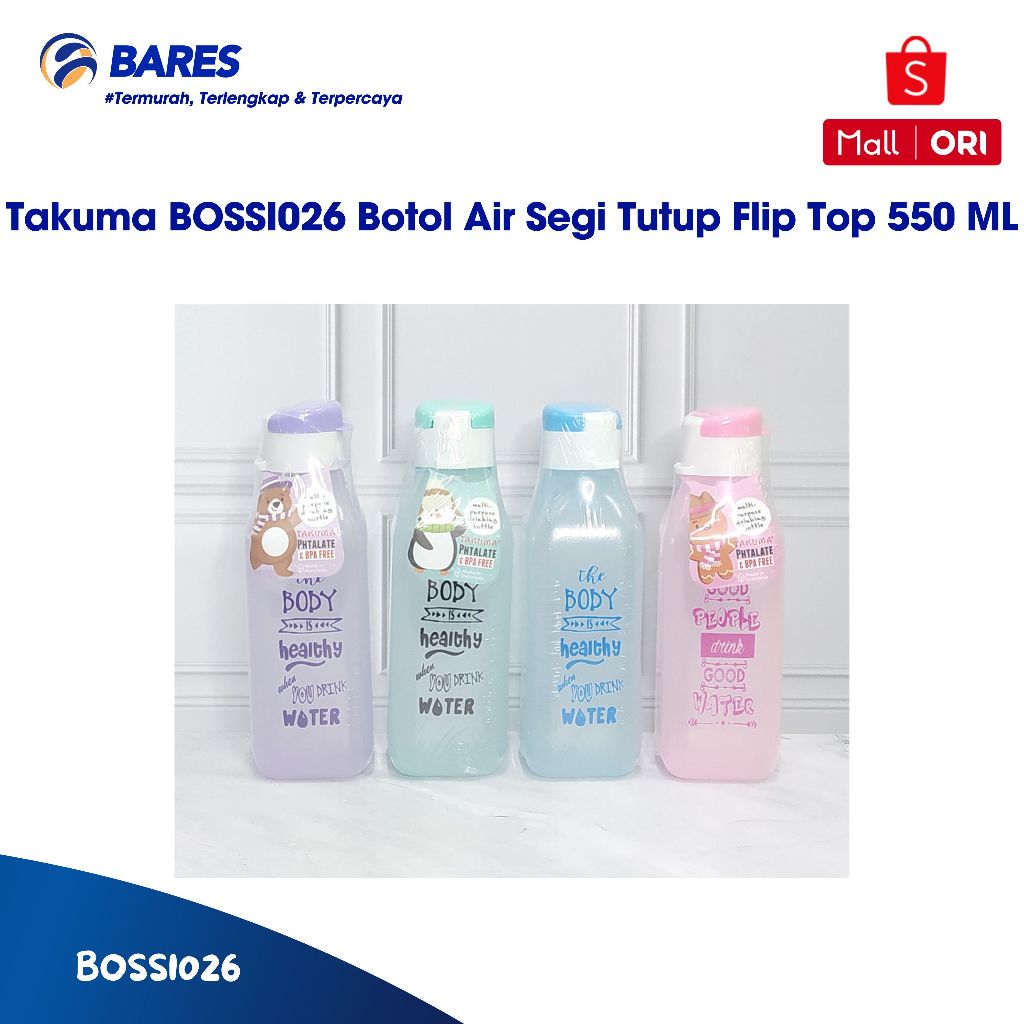Jual Takuma BOSSI026 Botol Air Segi Tutup Flip Top 550 ML | Shopee ...