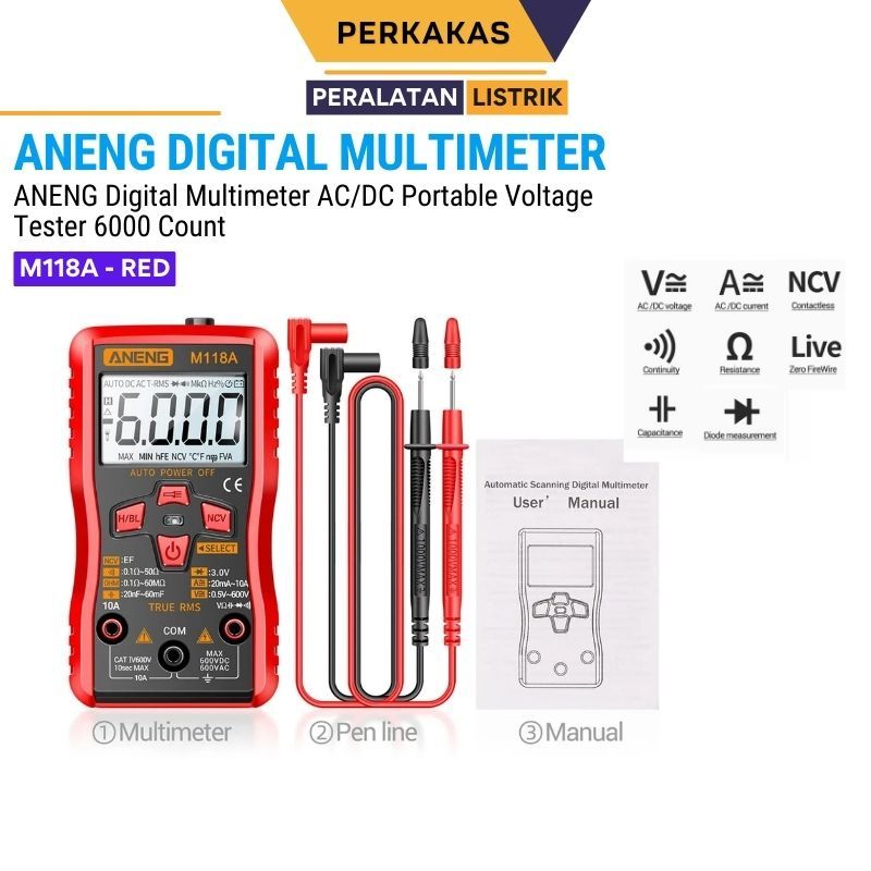 Jual Taffware ANENG M118A Multimeter Digital Profesional untuk ...