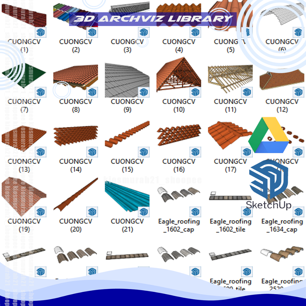 Jual 141 Roof Sketchup Model Asset Library | Shopee Indonesia