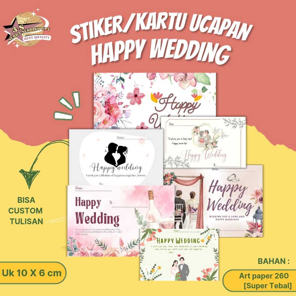 Jual Stiker Happy wedding / Greeting Card Happy Wedding / Gift Card ...