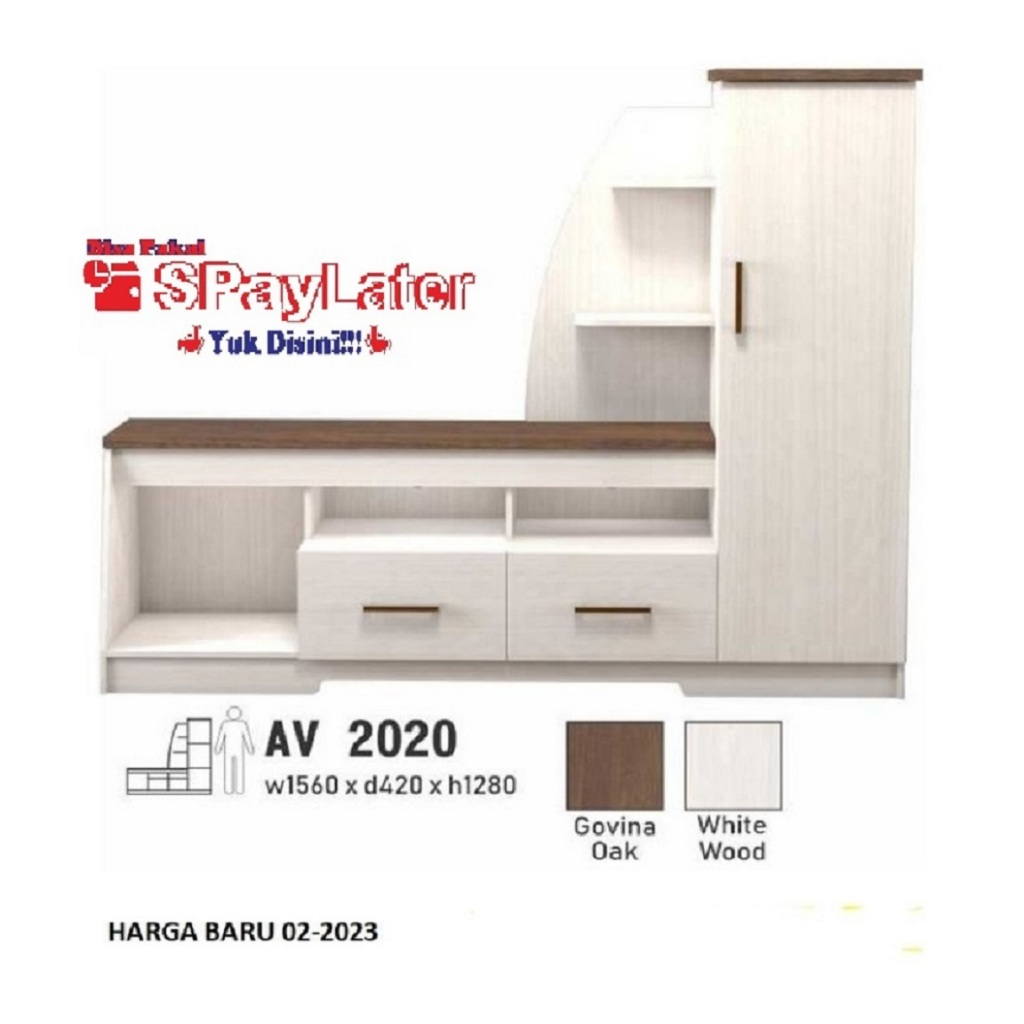 Jual LEMARI BUFFET TV / MEJA TV MINIMALIS AV 2020 UKURAN 156X42X128CM ...