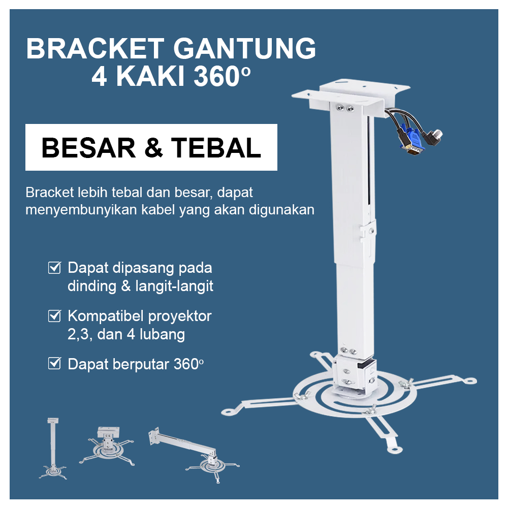 Jual Bracket Gantung 4 Kaki Hanging Ceiling Wall Proyektor Universal ...
