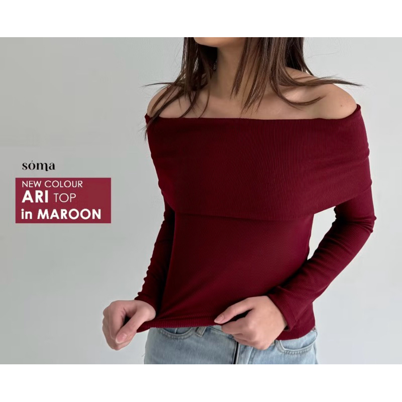 Jual sabrina ari top by soma (maroon) | Shopee Indonesia