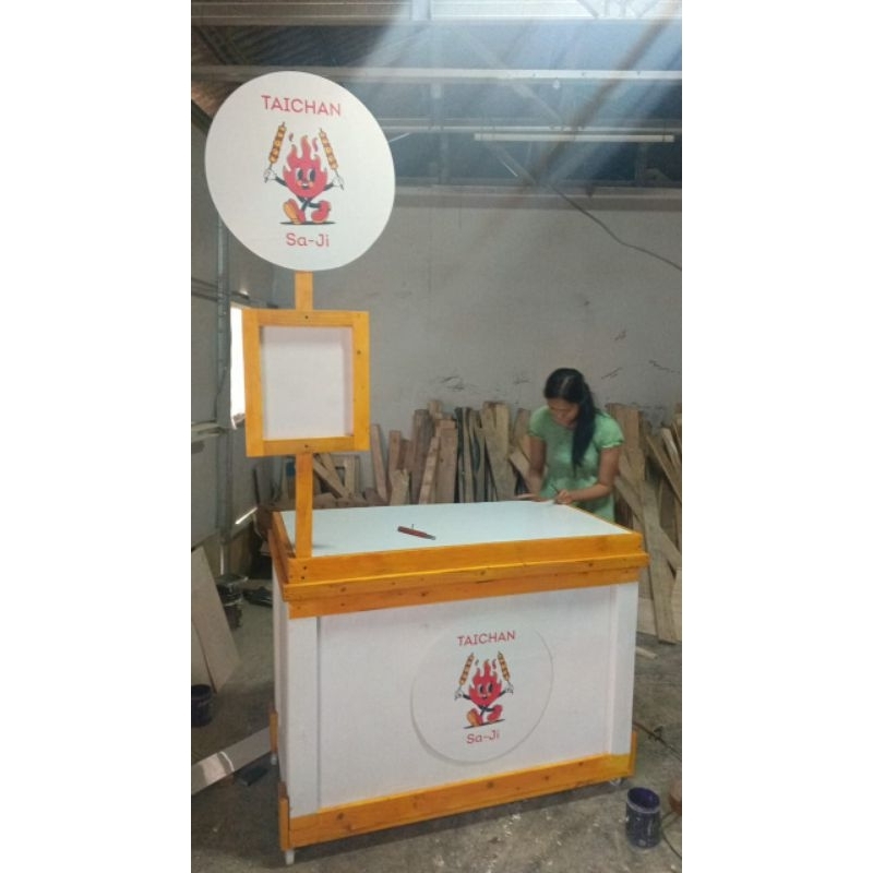 Jual Gerobak Lipat Kayu Portable 120 cm Booth Minuman Kopi Jus Meja ...