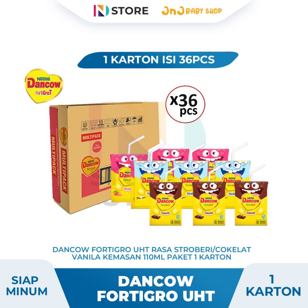 Jual DANCOW Fortigro Susu UHT Rasa Cokelat/Vanila/Stroberi Kemasan ...