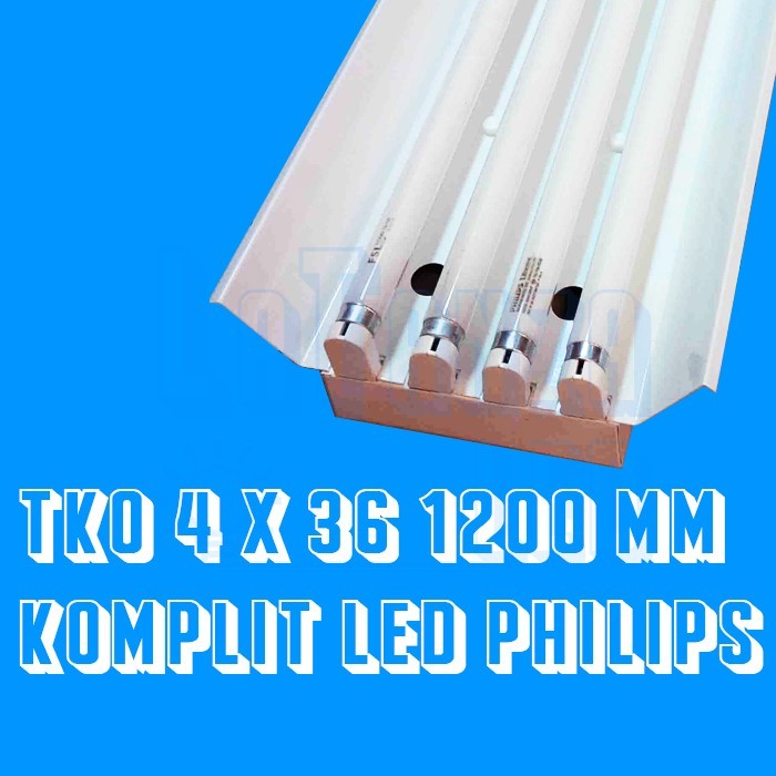 Jual Kap Lampu TKO LED 4x36 120cm kap TKO TL 4x16 Philips Komplit ...