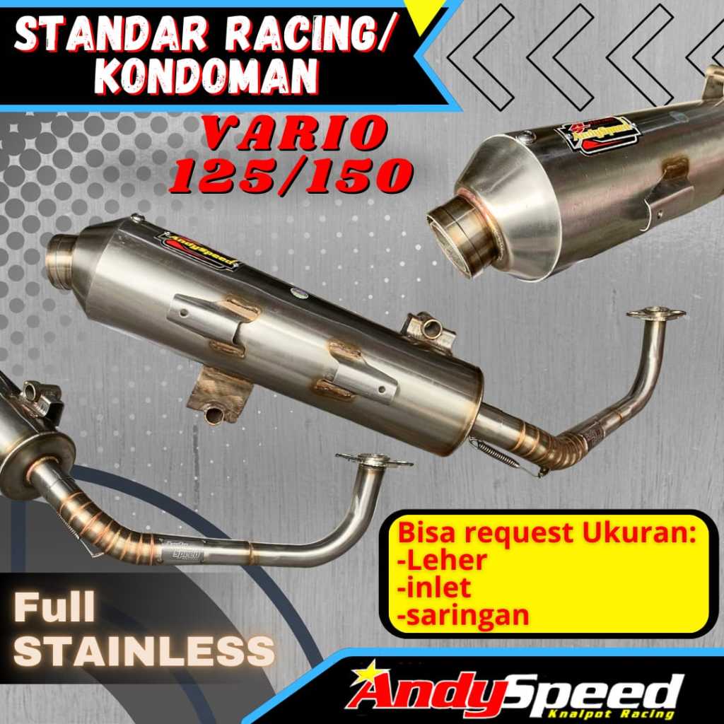 Jual KNALPOT MATIC STANDAR RACING FULL STAINLESS BOBOKAN merk ANDY ...