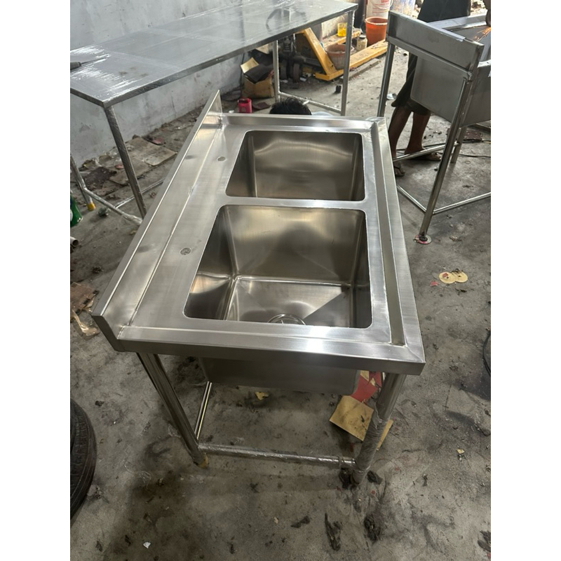 Jual meja sink stainless 2 bowl | Shopee Indonesia