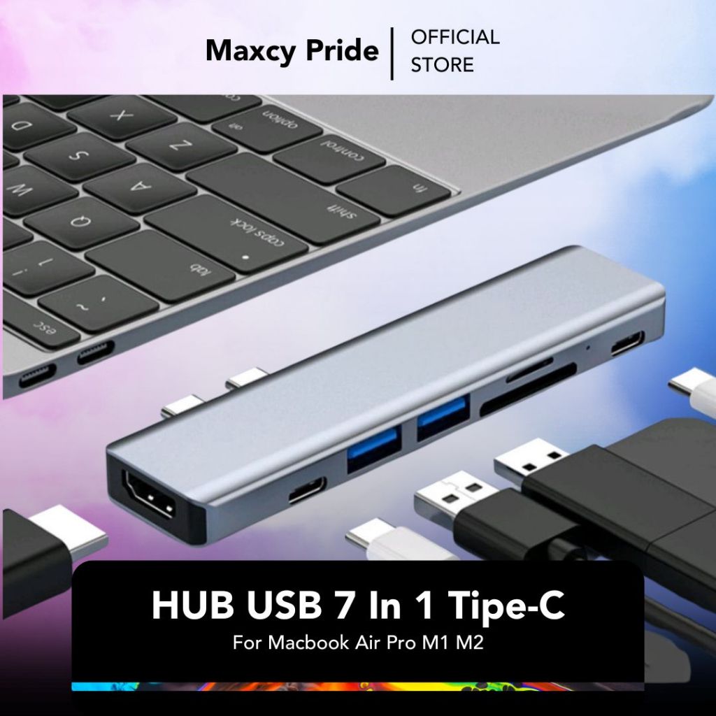 Jual HUB USB 7 In 1 Tipe-C Ke Multi USB 3.0 HDMI SD TF Card USB type C ...