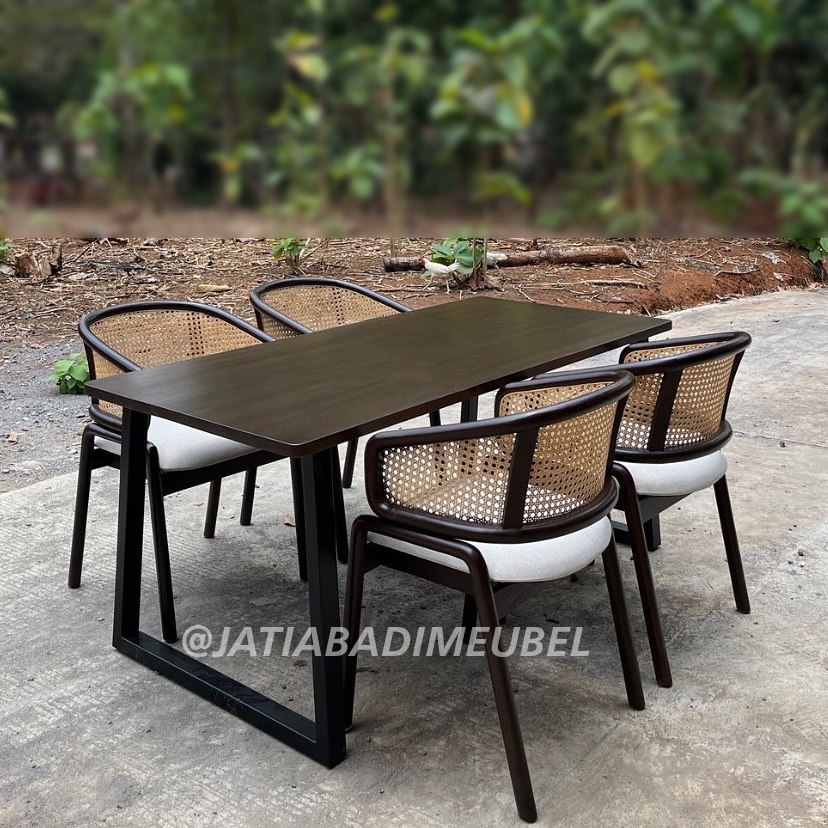 Jual Set Meja Makan Kayu Jati Minimalis, Dining Table Set Meja Kursi Makan Rotan Kayu Jati ...