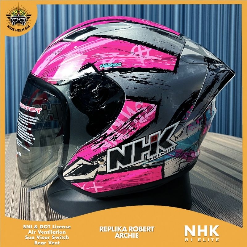 Jual Helm NHK R1 Elite Archie Chrome Silver Mad Dog | Shopee Indonesia
