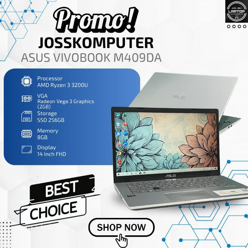 Jual ASUS VIVOBOOK M409DA AMD RYZEN 3 3200U/ RAM 8GB/ SSD 256GB/ 14 ...