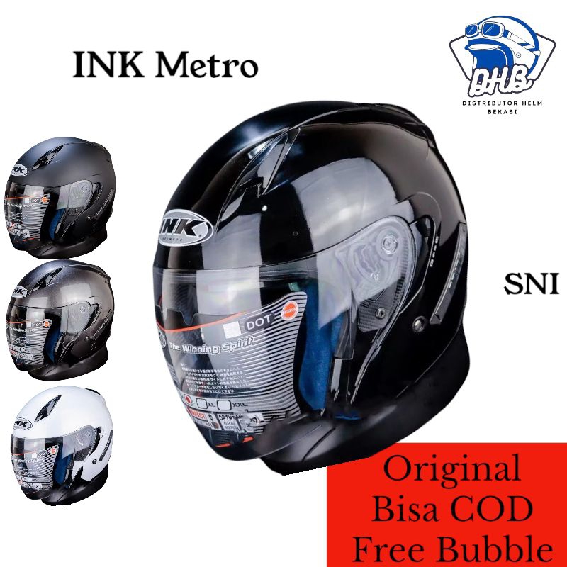 Jual HELM INK METRO 2 SOLID BLACK, WHITE, GUNMETAL | Shopee Indonesia