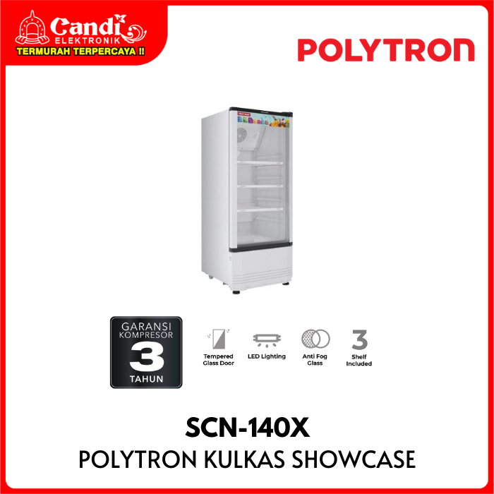 Jual POLYTRON Kulkas Showcase Kapasitas Net 140 Liter Anti Fog SCN-140X ...