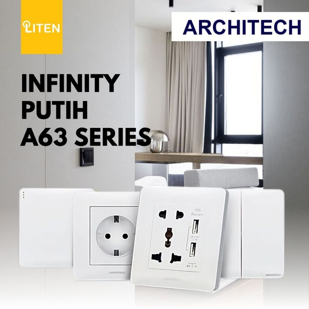 Jual Saklar / Sakelar Switch Lampu Putih White Series Architech INFINITY A63 Stopkontak Socket ...