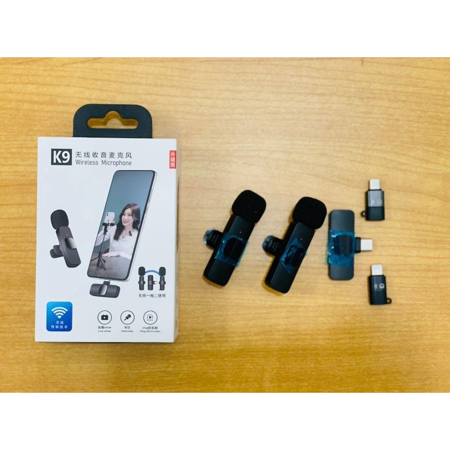 Jual Mic Youtuber Wireless / K9 Microphone Mic Wireless HP Vlog Youtuber Portable Mic Condenser ...