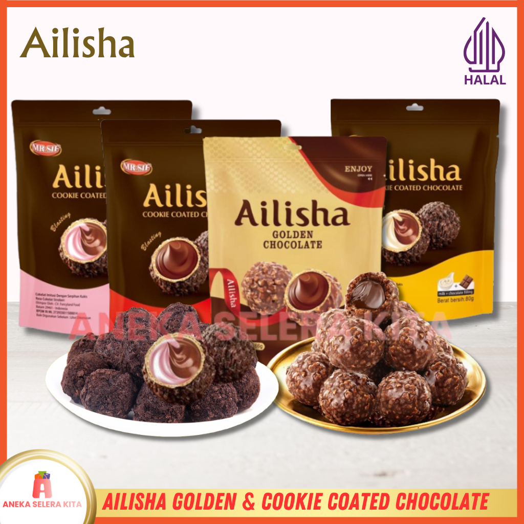 Jual Ailisha Golden Chocolate & Ailisha Cookie Coated Chocolate ...