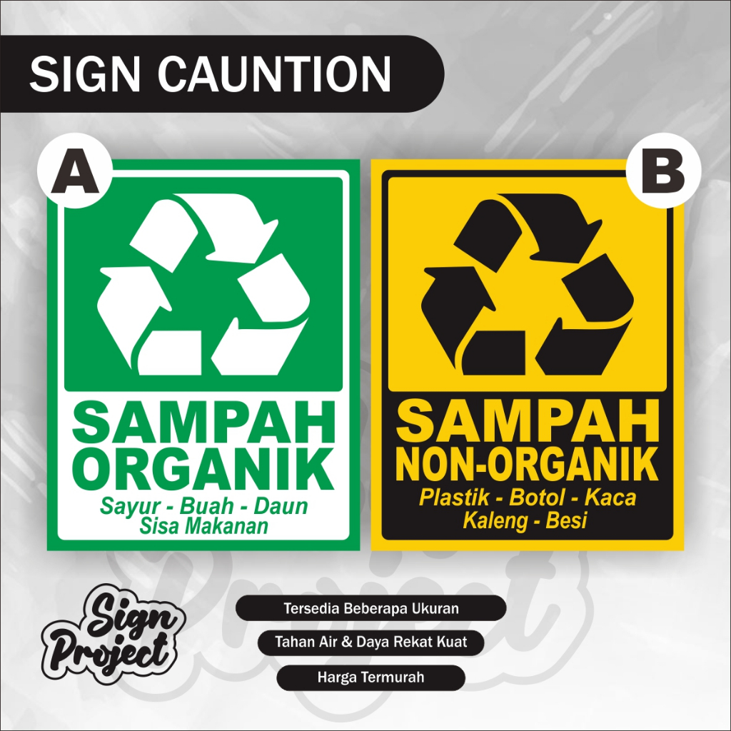 Jual Stiker sampah organik non organik / stiker limbah organik non ...