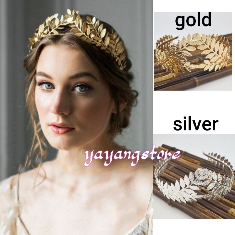 Jual Mahkota daun emas / Headpiece Tiara Aksesoris Hiasan Kepala daun ...