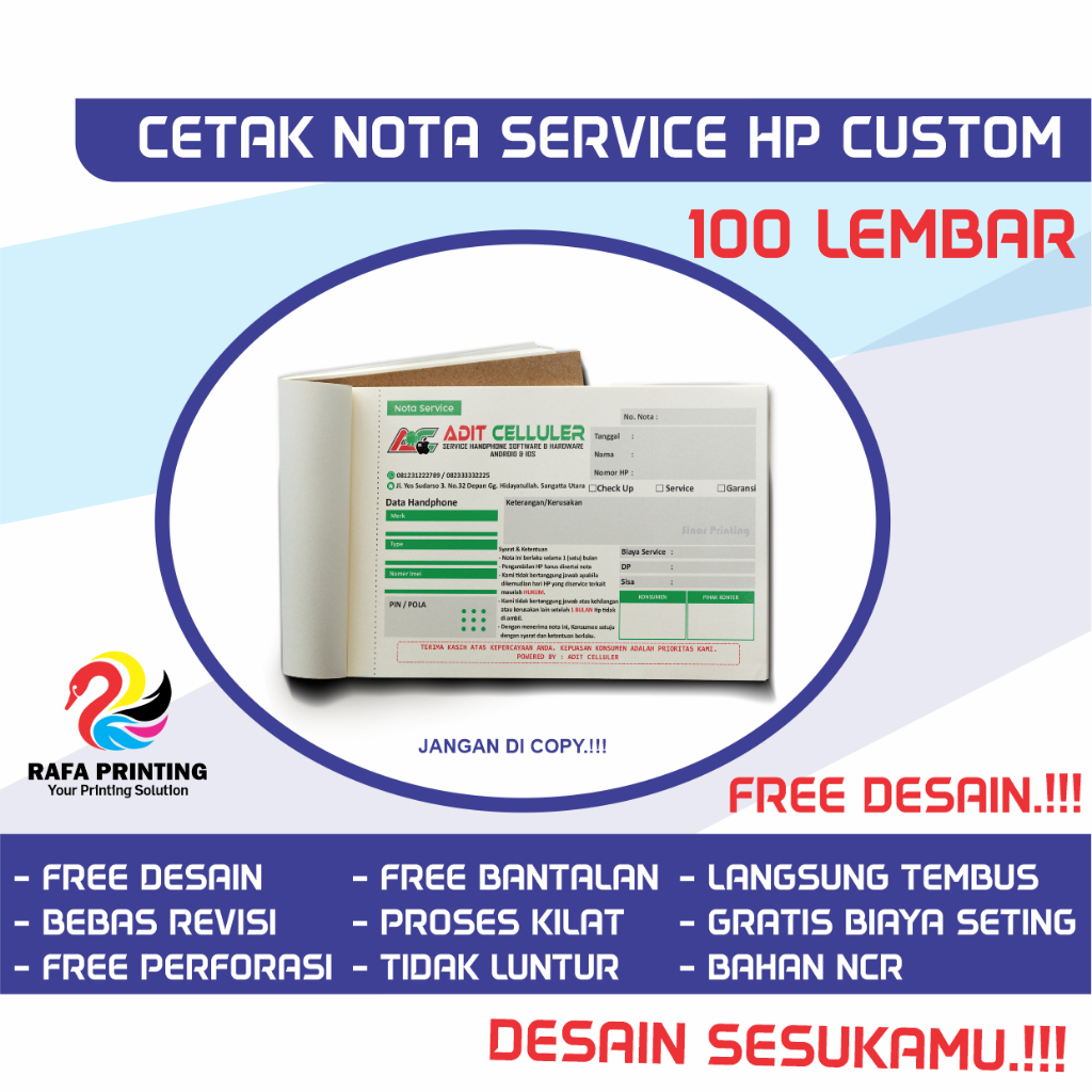 Jual NOTA SERVICE HP NOTA KONTER NOTA SERVIS - CETAK NOTA CUSTOM ...