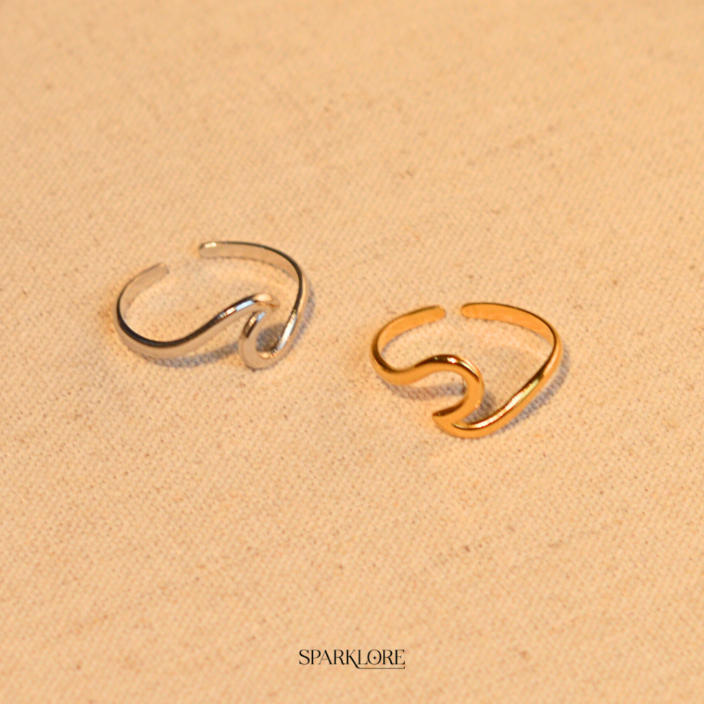 Jual Sparklore Flow Rings Silver and Gold 18k Gold Plated Stainless Steel Waterproof - Cincin ...