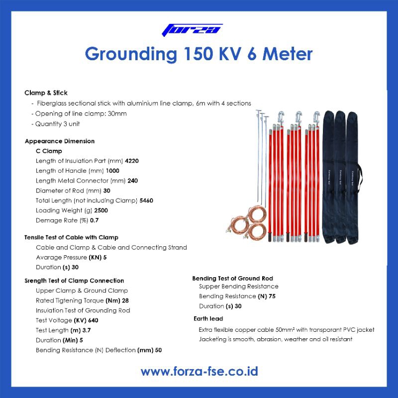 Jual Grounding forza stik 150kv 6 meter/earthing set 150kv 6 meter ...