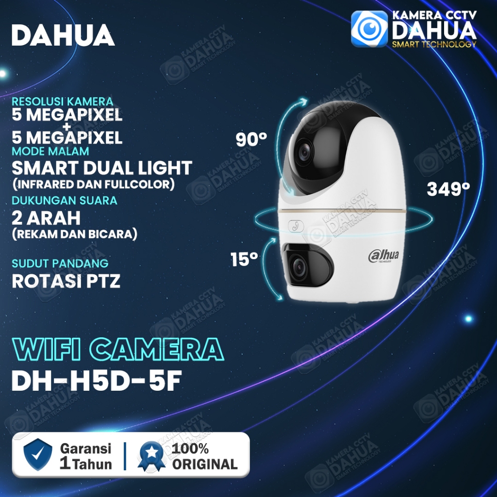 Jual DAHUA H5D-5F HERO DUAL 5MP KAMERA CCTV WIFI CAMERA WIRELESS PTZ DUAL LENS AUDIO TOUCH CALL ...