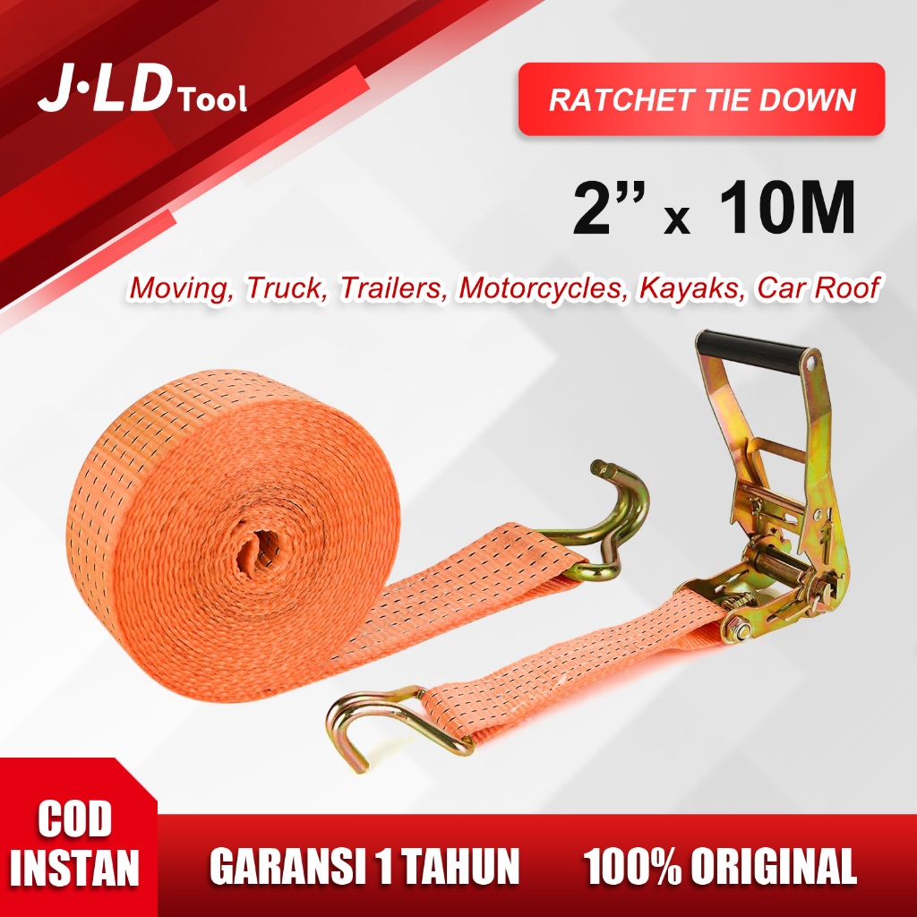 Jual JLD Webbing Cargo Lashing 2"x10Meter Ratchet Strap Tie Down Straps ...