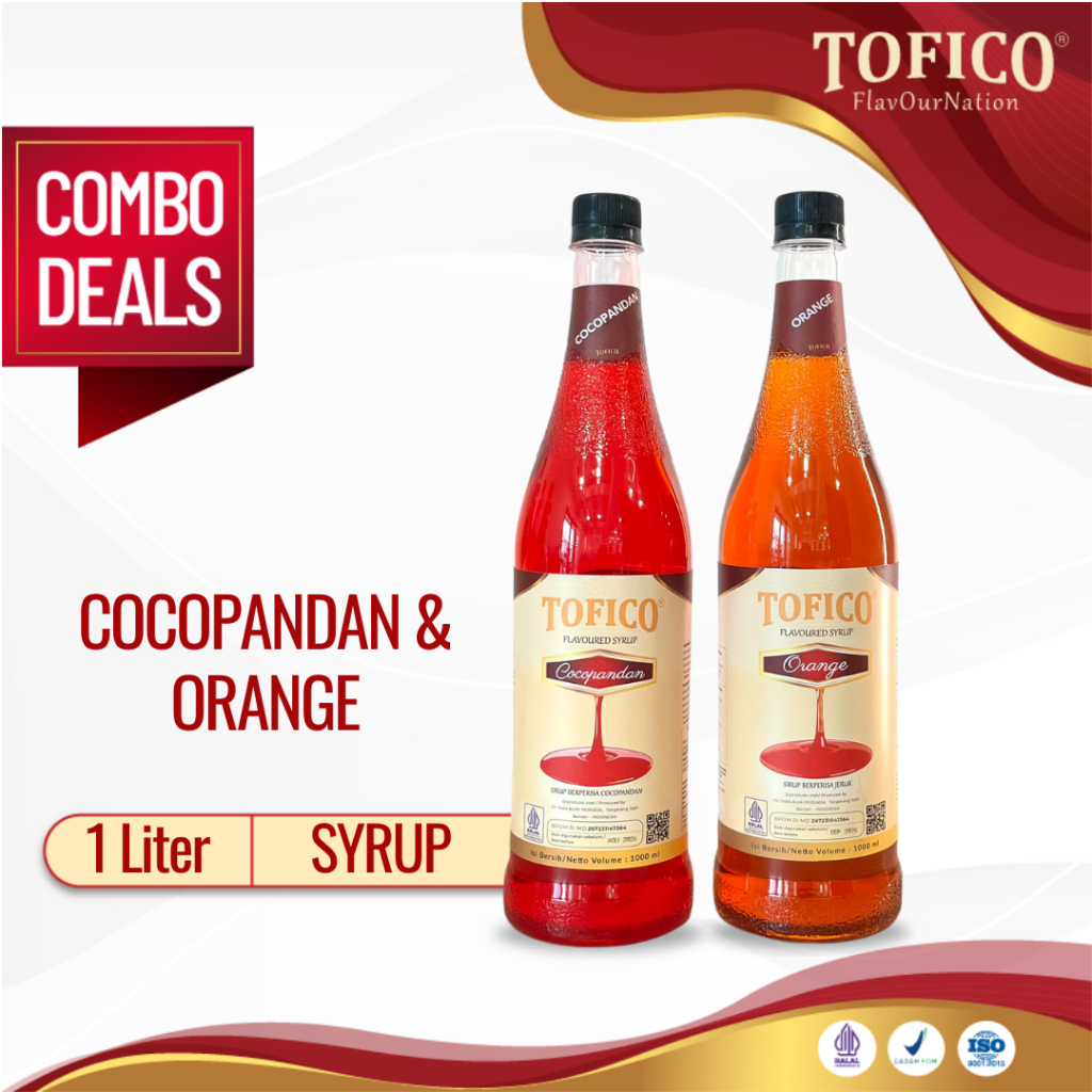 Jual PAKET HEMAT COMBO DEALS Tofico Syrup Cocopandan 1L + Tofico Syrup Orange 1L | Shopee Indonesia