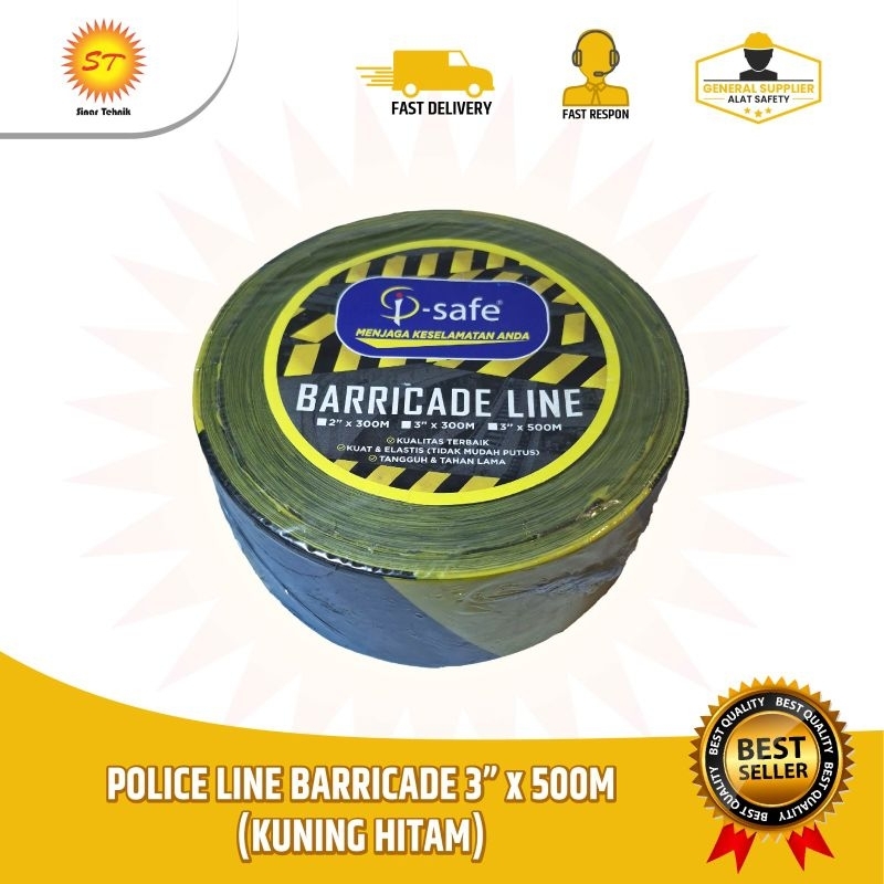 Jual I-Safe Police Line Barricade Garis Polisi Kuning Hitam 3 inch x ...
