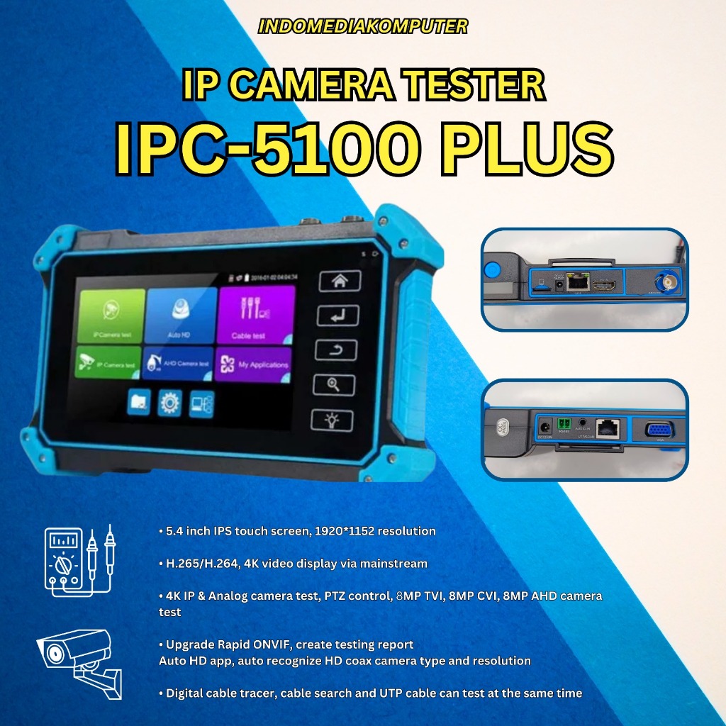 Jual Tester IP Camera IPC-5100 Plus IP Camera Test 4K HD Display Video ...