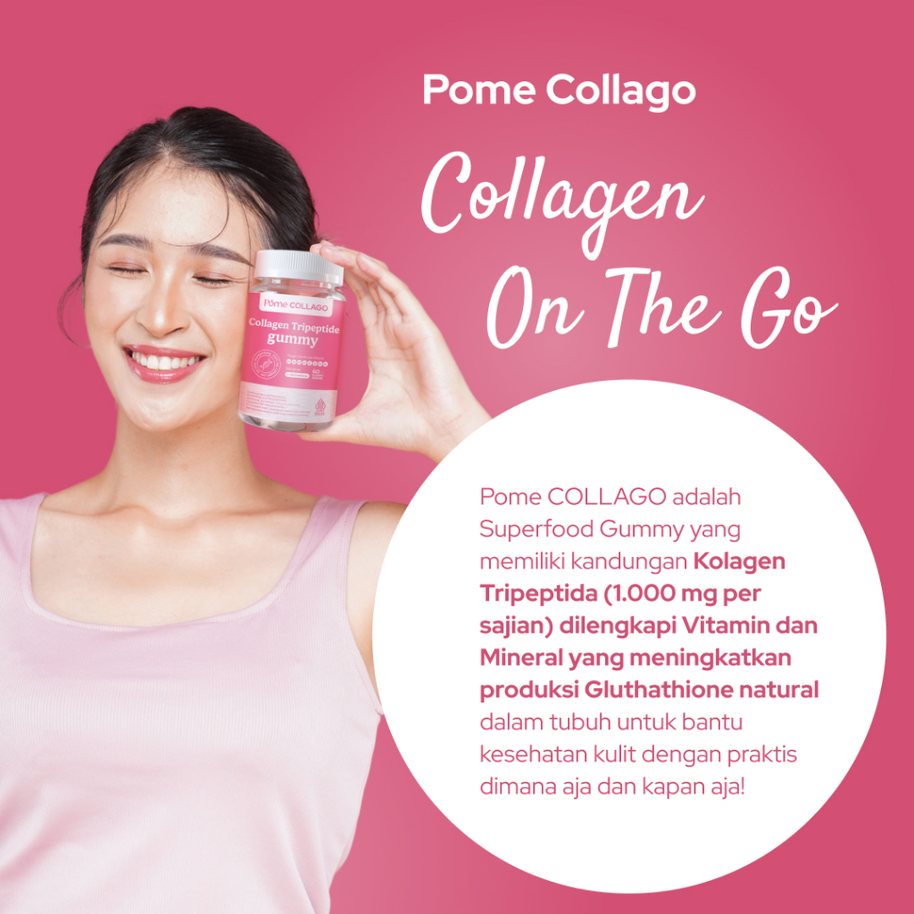 Jual Pome COLLAGO 1 Botol - Collagen Tripeptide Gummy with Glutathione ...