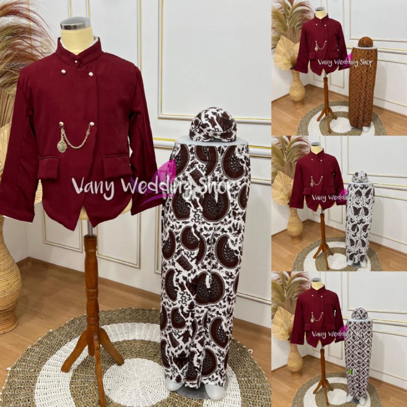 Jual (1set, Cowok) Pakaian Adat Jawa / Beskap + Jarik + Blangkon + Free Benggol | Solo Marun ...