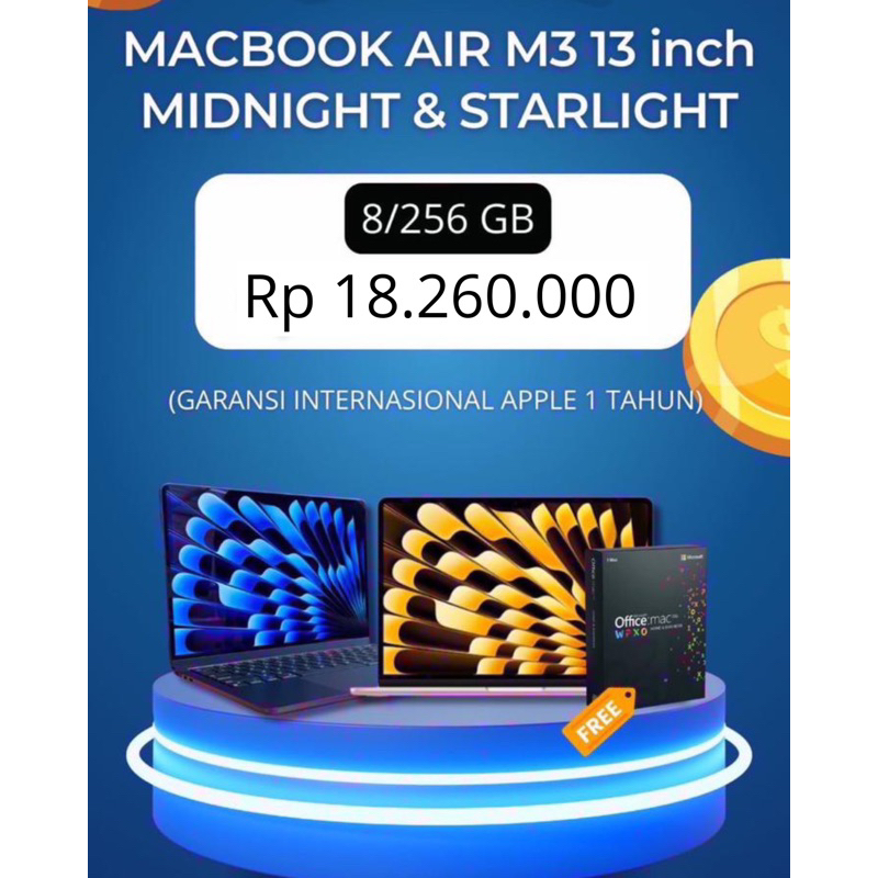 Jual Macbook Air M3 13 inch Midnight & Starlight 8/256 GB | Shopee ...