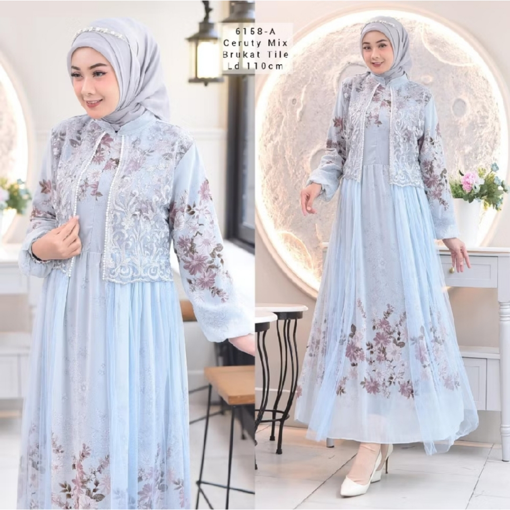 Jual FLASH SALE !! Gamis Ceruti Wanita Dewasa Mix Brukat Rompi 2025 ...