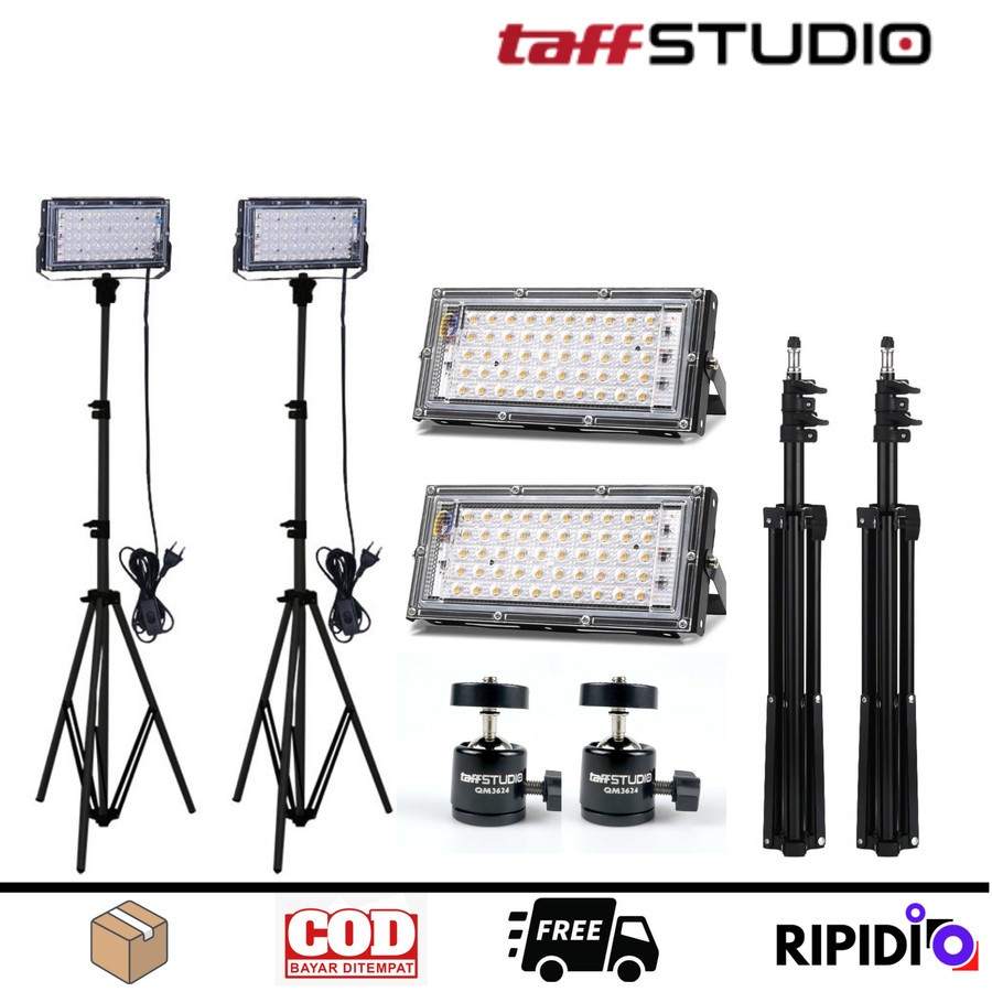 Jual Paket Lampu Sorot LED 50W 90LM Lampu Sorot LED Fotografi Taffstudio | Shopee Indonesia