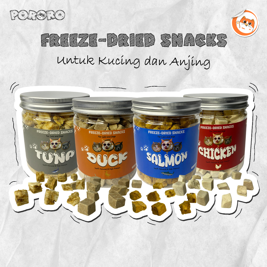 Jual PORORO Freeze Dried Pet Snack for Dogs Cats Cemilan Kering Kucing ...